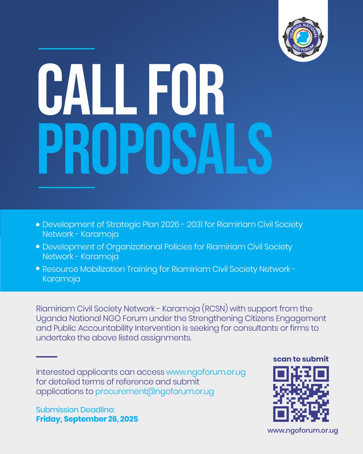 CALL FOR PROPOSALS: Consultants for Riamiriam Civil Society
